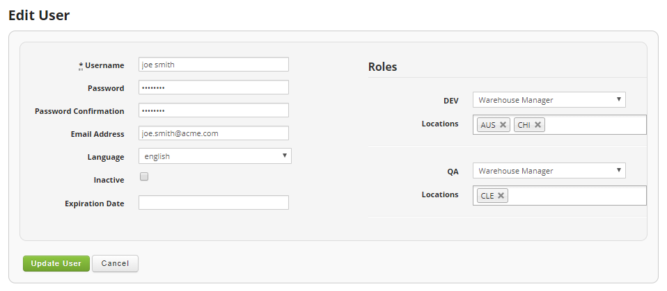 Editing a User – Skipjack Supply Chain